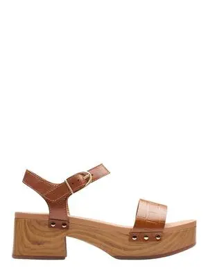 Clarks Sivanne Bay Interest Leather Sandals - Tan