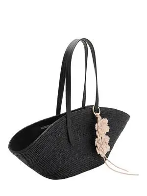 Mango Natural Fiber Tote Bag Black
