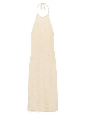 MANGO Textured Crepe Halter Dress