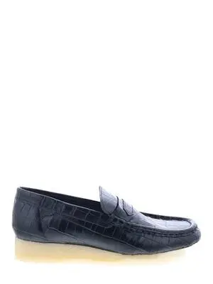 Clarks Originals Wallabee Croc Print Leather Loafer - Black