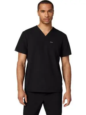 JAANUU Platt 3-pocket Classic V-neck Scrub Top - Black