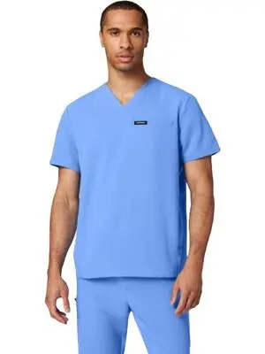 JAANUU Platt 3-pocket Classic V-neck Scrub Top - Ceil Blue