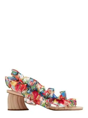 Farm Rio 65mm Ocean View Monstera Heeled Sandals - Neutrals