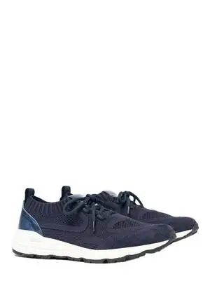 SCAROSSO Robin Knit And Leather Sneakers Blue - Knit