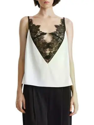 2310 STUDIO Lace-Insert Top White