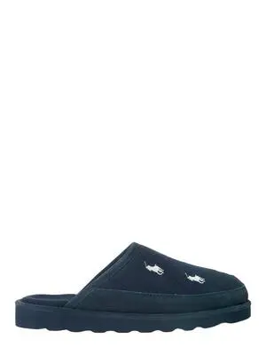 Polo Ralph Lauren Embroidered Cotton Slippers - Blue