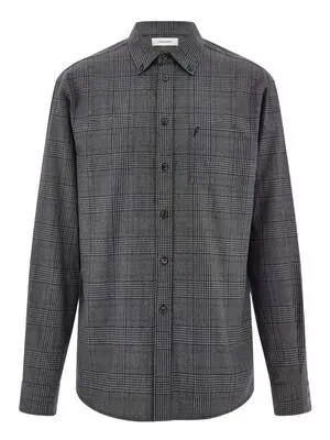 FERRAGAMO Checked Embroidered Shirt - Grey