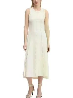 Desigual Stitching Sleeveless Midi Dress - White