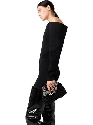 Stella McCartney Off-shoulder Long-sleeve Mini Dress - Black