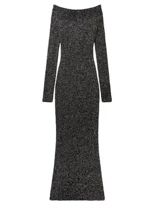 Stella McCartney Sequin Off-Shoulder Gown Silver