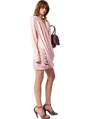 Stella McCartney Pleated Satin Mini Dress - Rose Petal