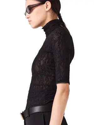 Stella McCartney Turtleneck Lace Top - Black
