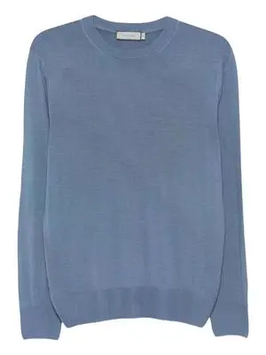 Canali Round-neck Wool Long-sleeve Sweater - Blue