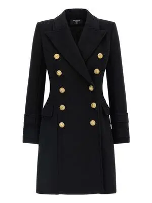 BALMAIN Double-Breasted Wool And Cashmere Coat