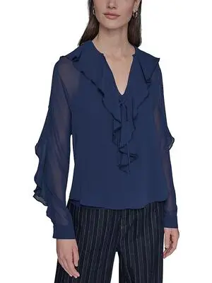 Karl Lagerfeld Paris Ruffle Blouse - Naval Academy