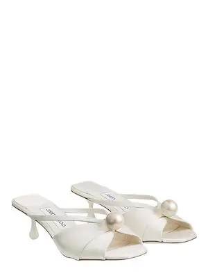 JIMMY CHOO Siva 50 Mule Sandals - Ivory/white