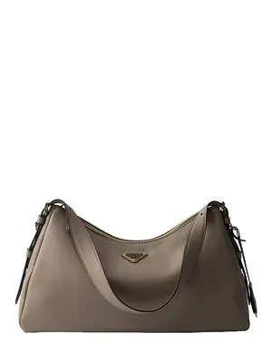 Prada Aimee Large Leather Shoulder Bag Clay