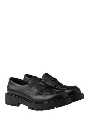 Prada Brushed Leather Loafers Black