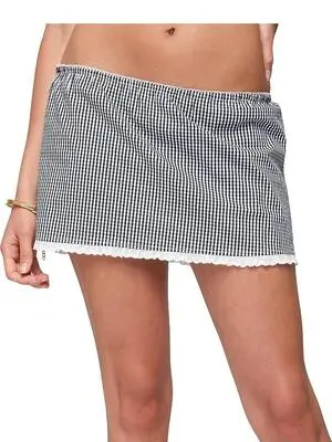 EDIKTED Paige Gingham Mini Skort - Black And White