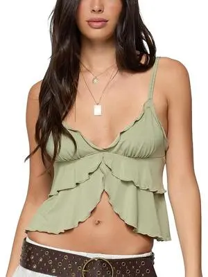 EDIKTED Kailan Ruffled Babydoll Top - Sage