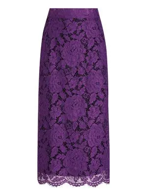 Dolce & Gabbana Straight Cordonetto Lace Skirt - Purple