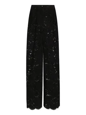 Dolce & Gabbana Cordonetto Lace Wide Leg Trousers - Black