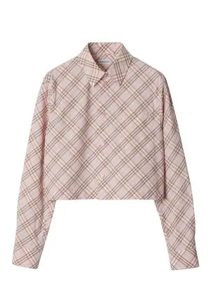 Burberry Cotton Check Cropped Shirt - Pink
