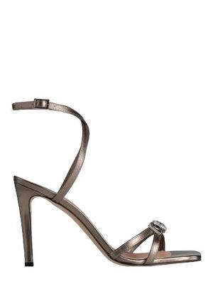 Pinko PINKO Slingback Sandals In Metallic Leather With Crystal Embellishments Bronze