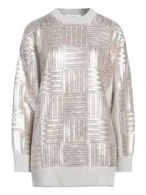 Max Mara Sweater In Virgin Wool Blend With Sequin Appliqués - Beige