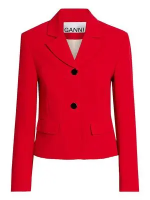 GANNI Twill Blazer - Red