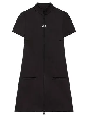 COURREGES Zip-front Short-sleeve Dress - Black