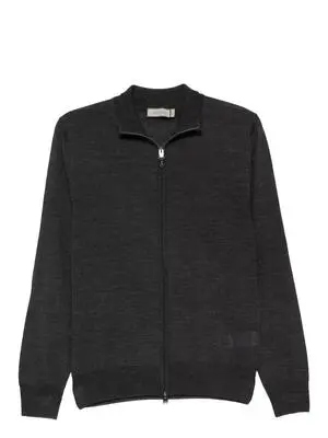 Canali Zip-front Wool Cardigan - Grey