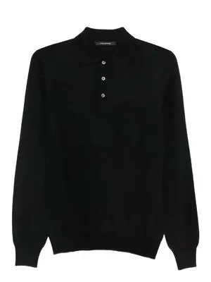 Tagliatore Long-sleeve Polo Shirt - Black