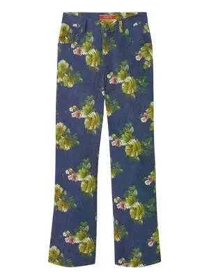 La DoubleJ Floral-print Flared Jeans - Blue