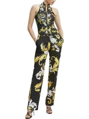 Versace Baroque-print Zip-front Bodysuit - Black