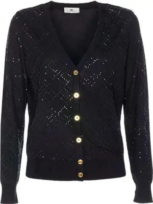 Elisabetta Franchi Diamond-pattern Cardigan - Black