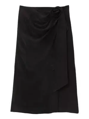 FARM RIO Rose-Embellished Wrap Midi Skirt