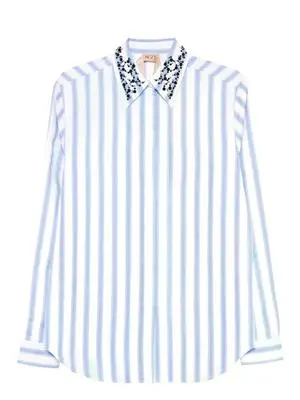 N°21 Embellished Striped Shirt - White
