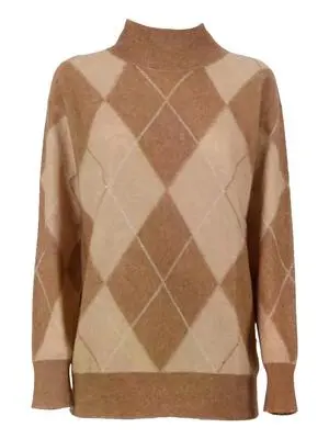 Lorena Antoniazzi Argyle-knit Turtleneck Sweater - Brown