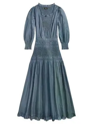 Ralph Lauren Smocked Maxi Dress - Blue