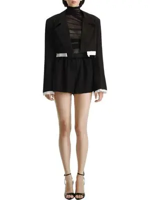 2310 STUDIO Cropped Jacket And Tailored Shorts Suit - Black