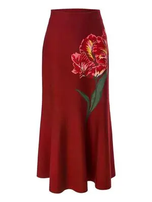 Carolina Herrera Floral-jacquard Midi Skirt - Red