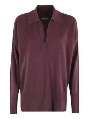 ROBERTO COLLINA Polo-Neck Knit Top Red
