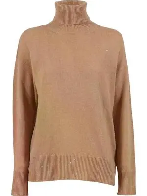 Lorena Antoniazzi Sequin-embellished Turtleneck Sweater - Brown