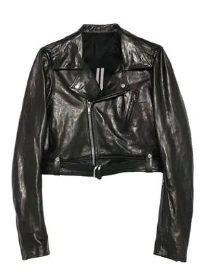 Rick Owens Leather Belted Jacket - Black
