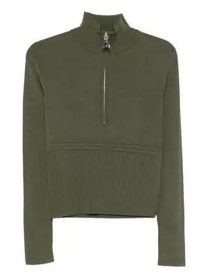 Patrizia Pepe Ribbed Zip-neck Sweater - Green