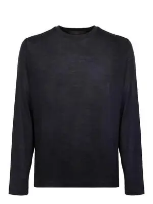 SLOWEAR Ribbed-collar Long-sleeve T-shirt - Blue