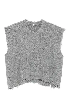 R13 Frayed Cable-knit Top - Grey