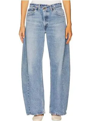 ALIGRACE Vintage Crossover Barrel Jeans - Medium Dark