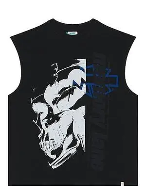 MEMORY LANE T3 Blitz Sleeveless Tee In Black - Light Gray